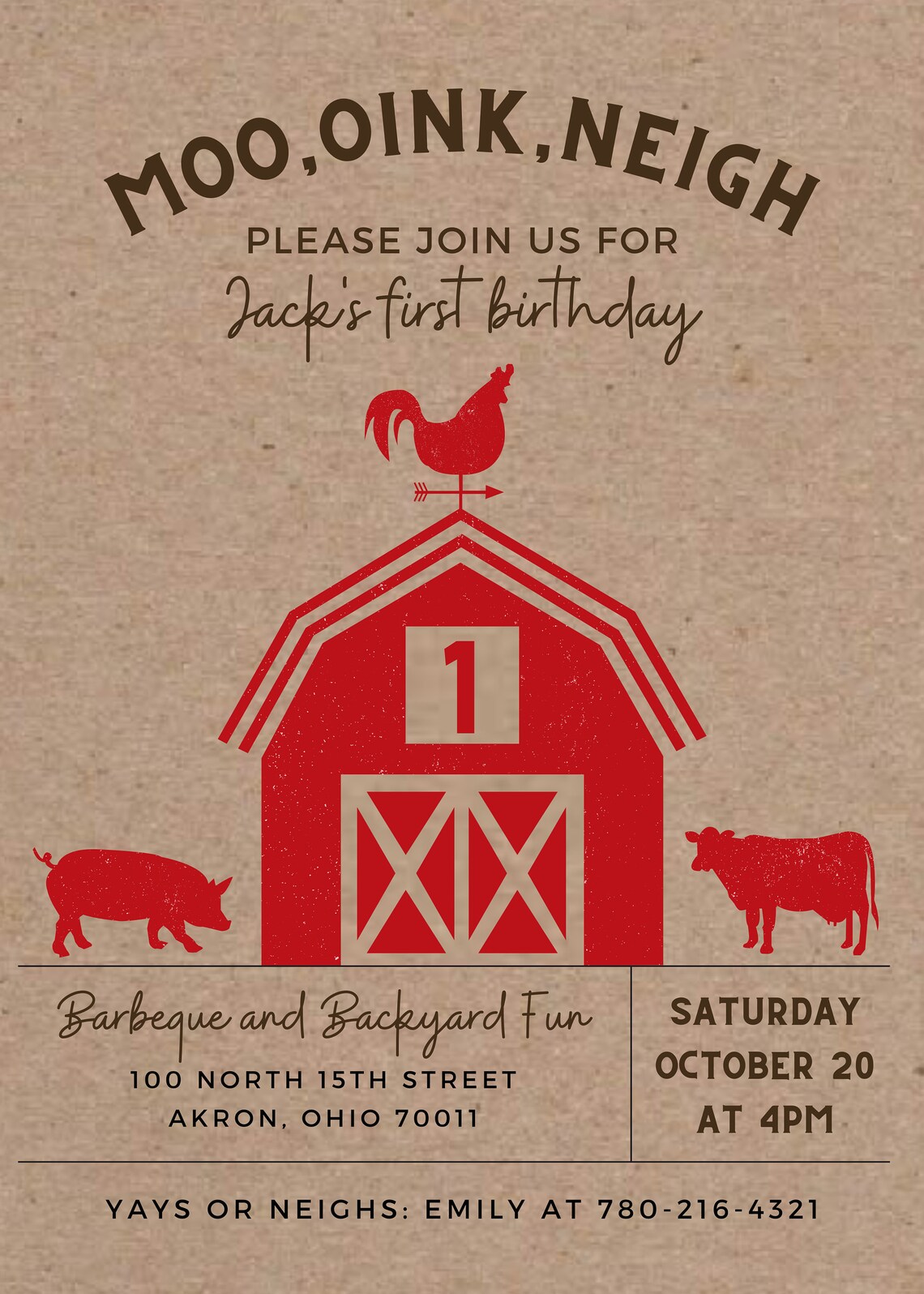 Farm Theme Birthday Invitation Farm Animal Birthday First | Etsy