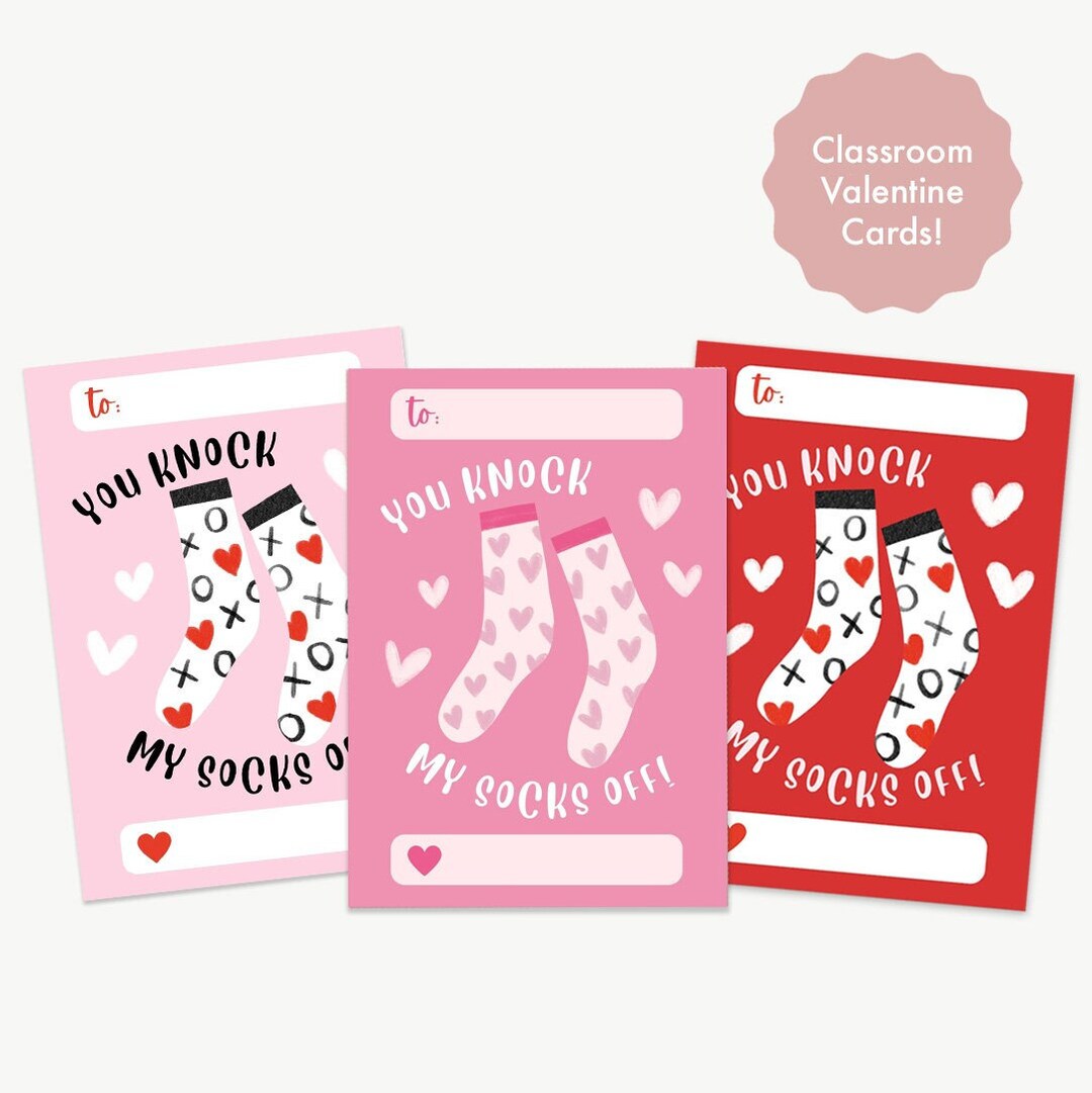 Classroom Valentines Cards, Gift for Teacher, Knock My Socks Off ...