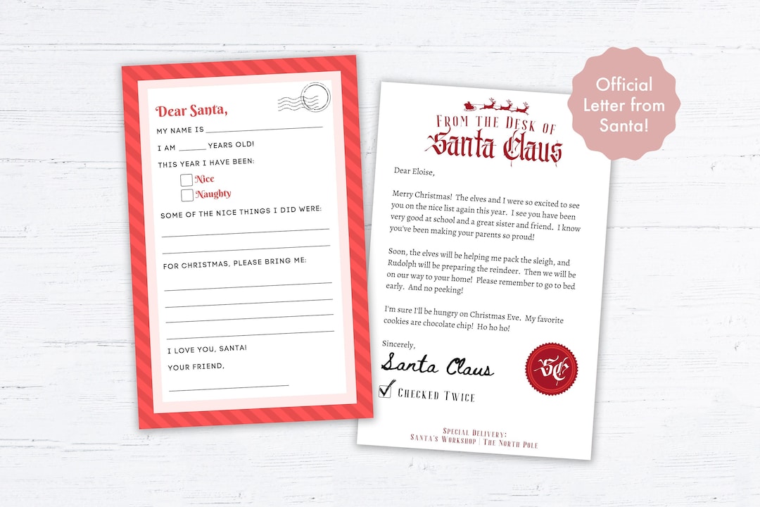 Santa Letter Template Printable Official Letter to Santa - Etsy
