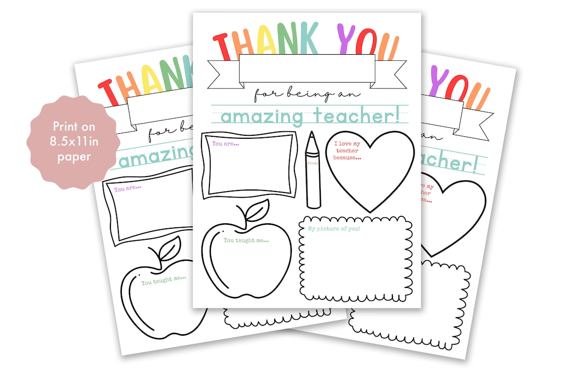 Thank You Teacher Printable Teacher Appreciation Gift End of - Etsy