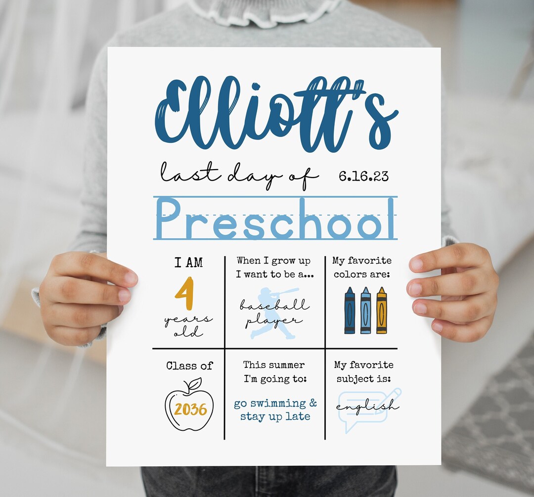 Last Day of School Sign Printable, Preschool Graduation, Last Day of ...