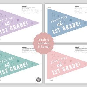 Back to School Printable Sign, Pennant Flag Mockup, First Day of 1st ...