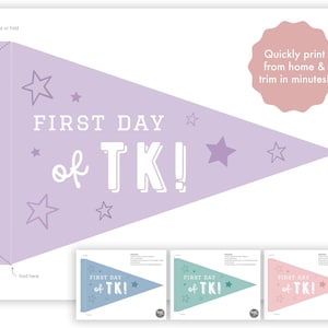 First Day of TK Pennant Instant Download, First Day Printable School ...