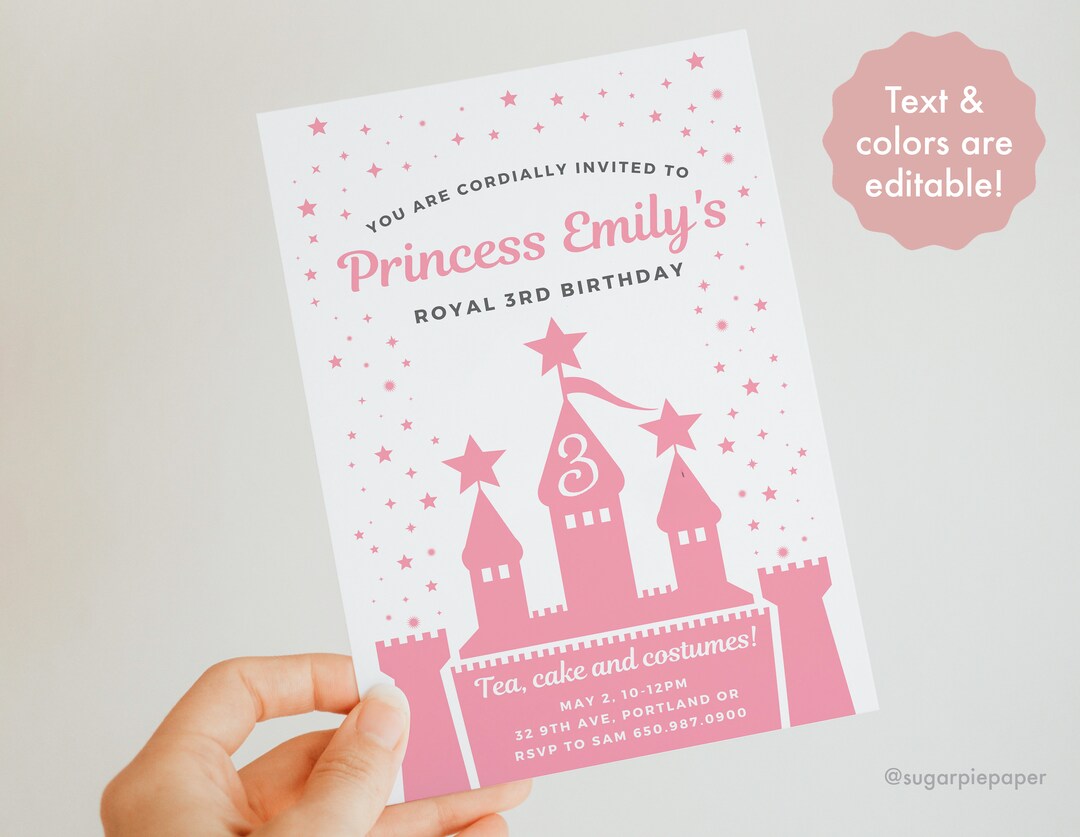 Princess Birthday Invitation, Girls Birthday Party Invitation, Third ...