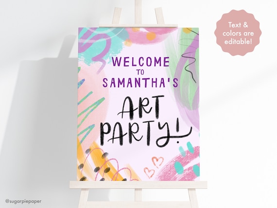 Art Birthday Poster Printable Painting Party Birthday Paint - Etsy