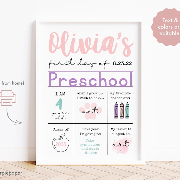 Preschool Sign - Etsy