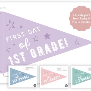Back to School Printable Sign, Pennant Flag Mockup, First Day of 1st ...