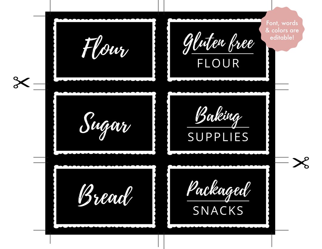 Kitchen Organization Labels, Pantry Labels Editable, Modern Farmhouse ...