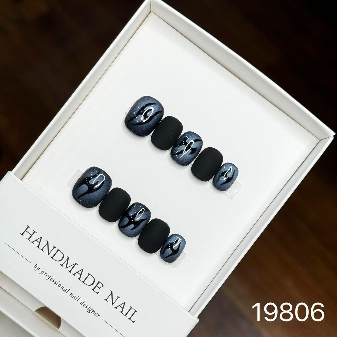 Male Number One Nails | Custom Hand-painted Nails | Almond Reusable ...