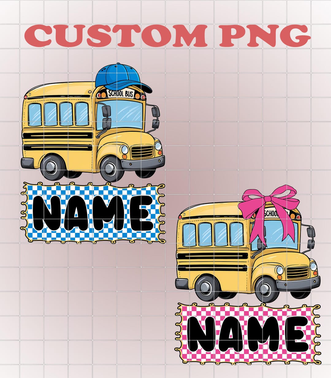 CUSTOM Name School Bus Png, School Bus for Boy and Girl Png, Students ...