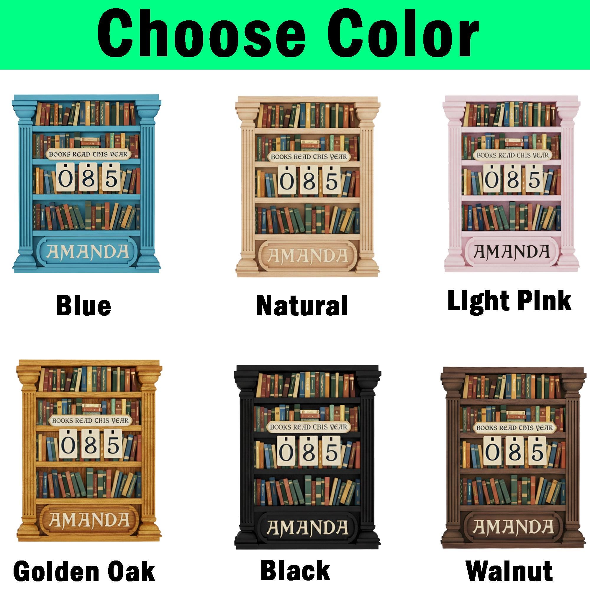 Personalized Bookshelf Book Tracker, Books Read This Year Counter ...