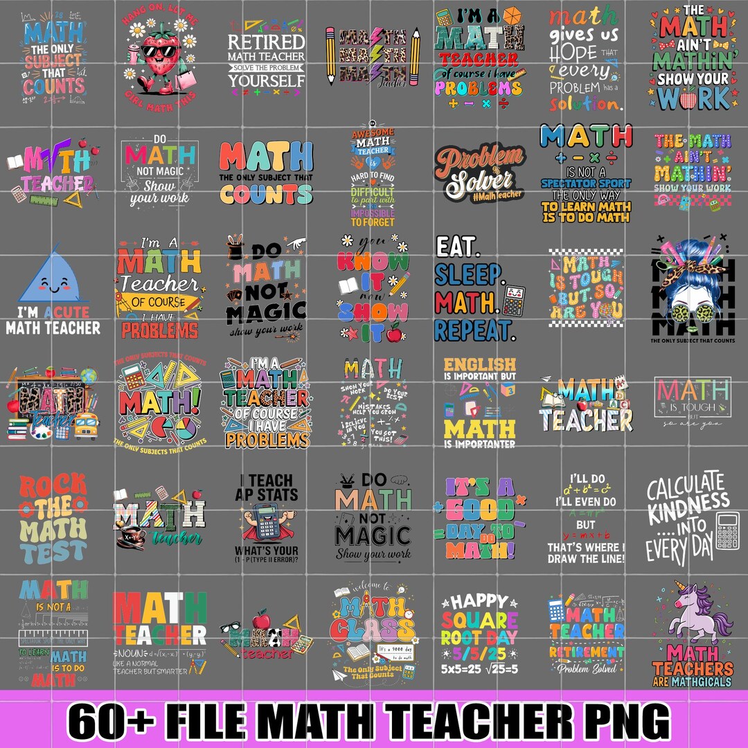 60+ File Bundle Math Teacher PNG, Back to School Png, Teacher ...