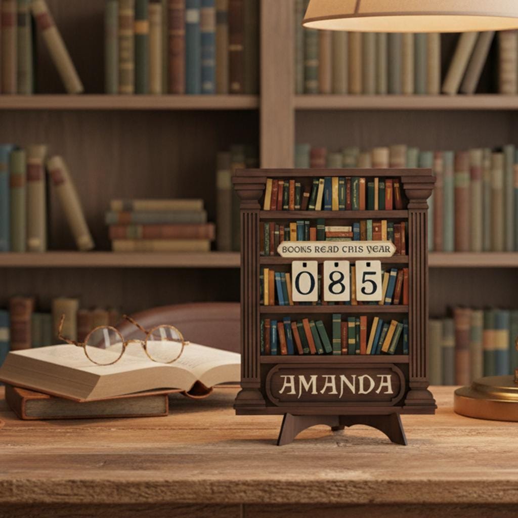 Personalized Bookshelf Book Tracker, Books Read This Year Counter ...