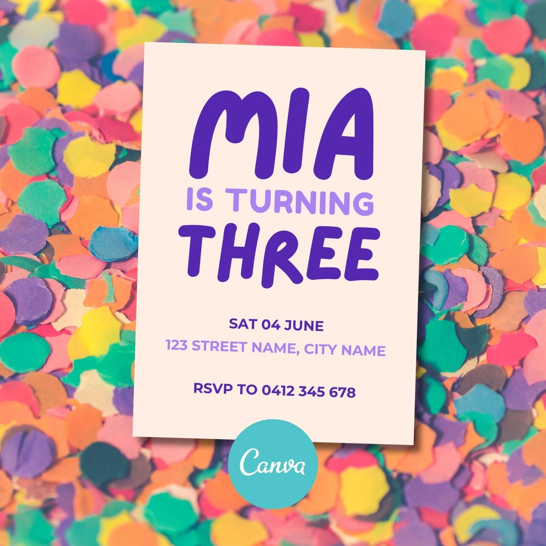 Fun Bubble Text Birthday Invitation, Digital and Editable Template via ...