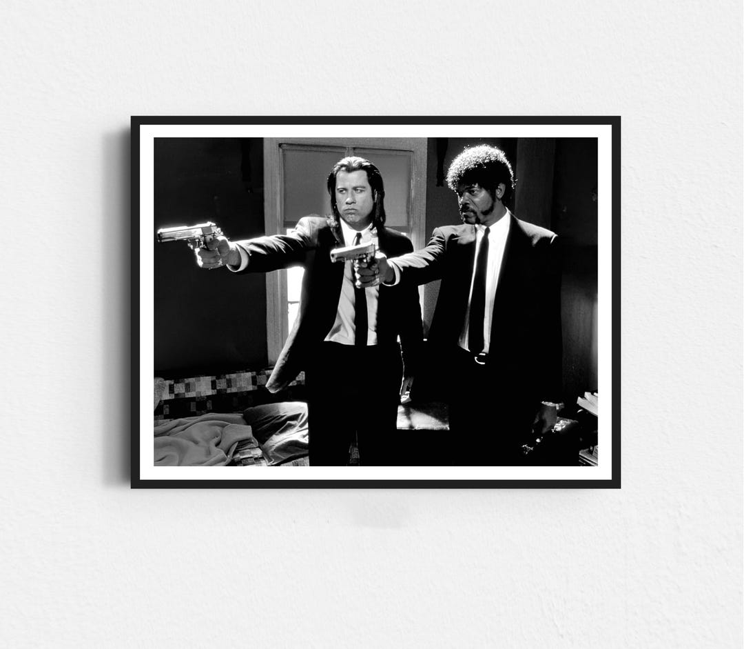 Pulp Fiction Poster, John Travolta and Samuel L. Jackson, Retro Movie ...