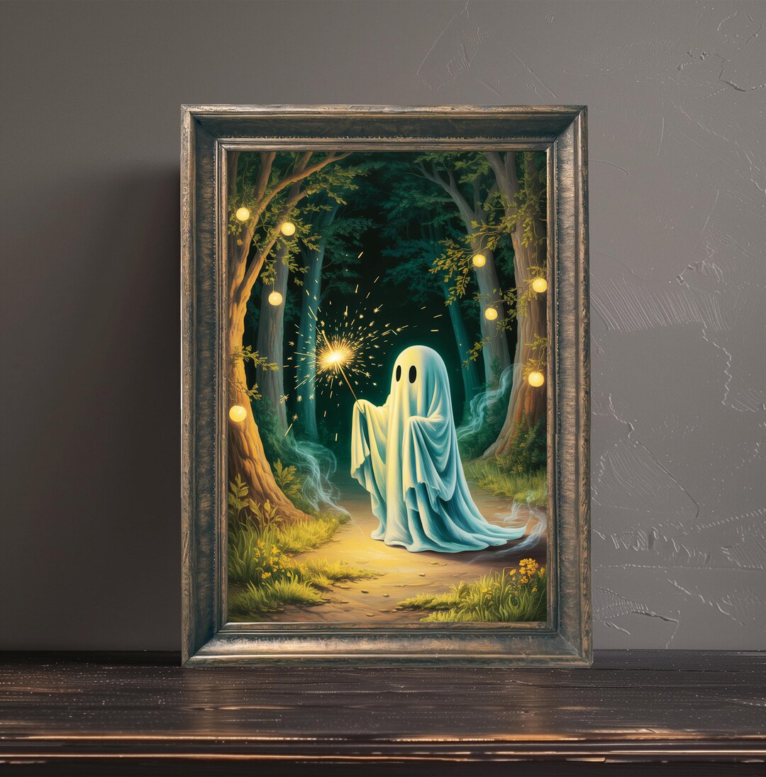 Ghost of Firework Poster, Printable Spooky Art, 4th of July Fireworks ...