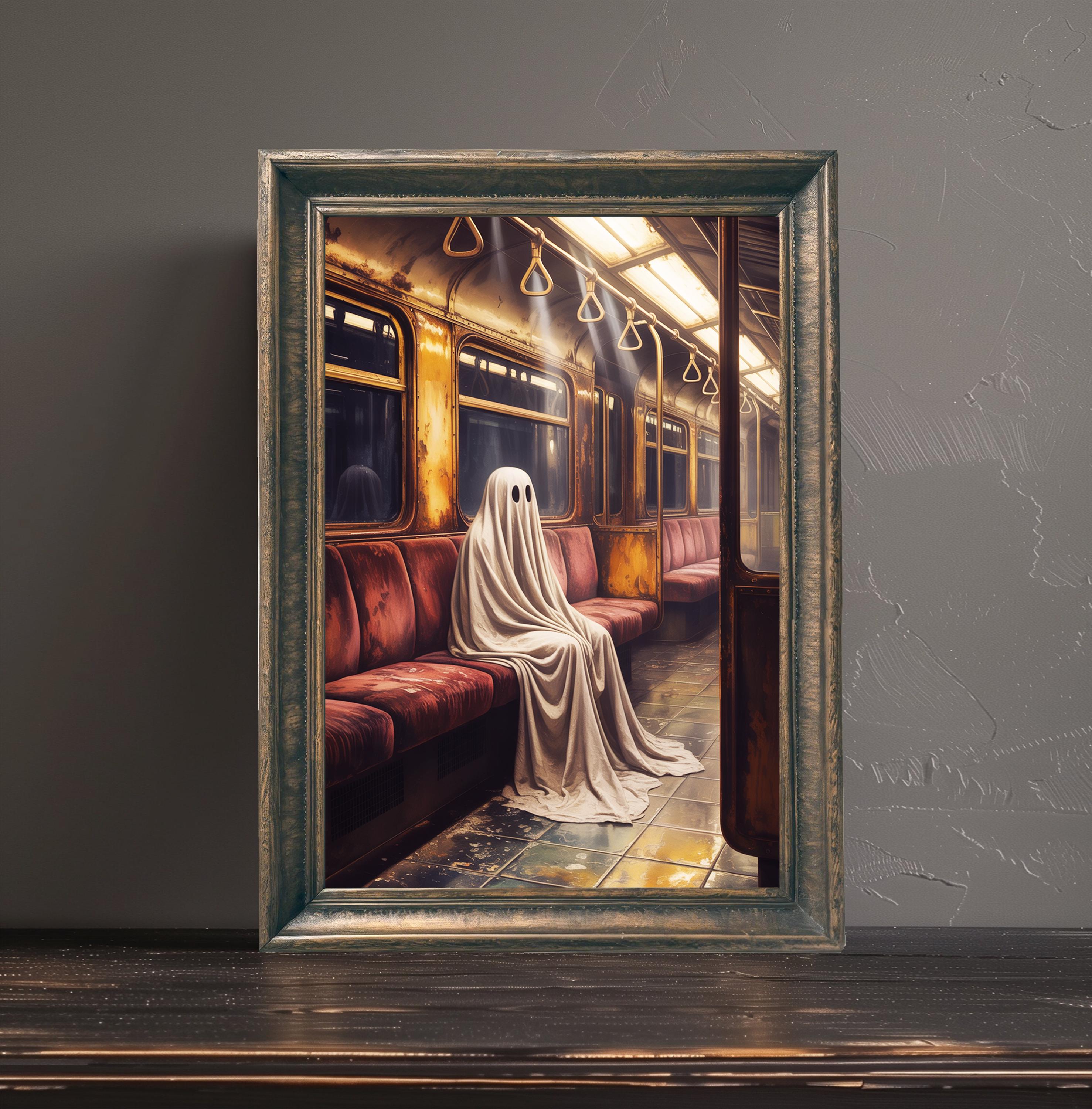 Ghost in the Train Poster, Haunted Train Poster, Ghost on a Subway ...