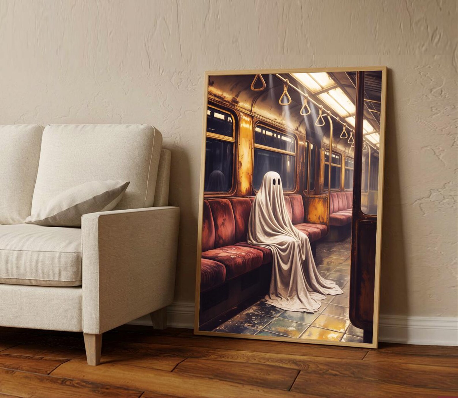 Ghost in the Train Poster, Haunted Train Poster, Ghost on a Subway ...