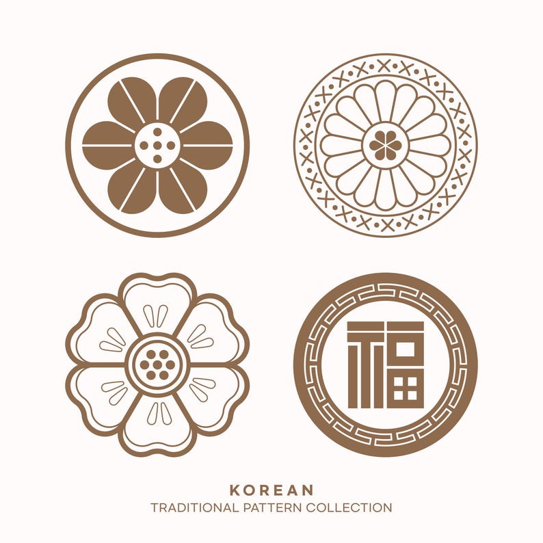 Premium Korean Heritage Symbols Vector Set - Etsy