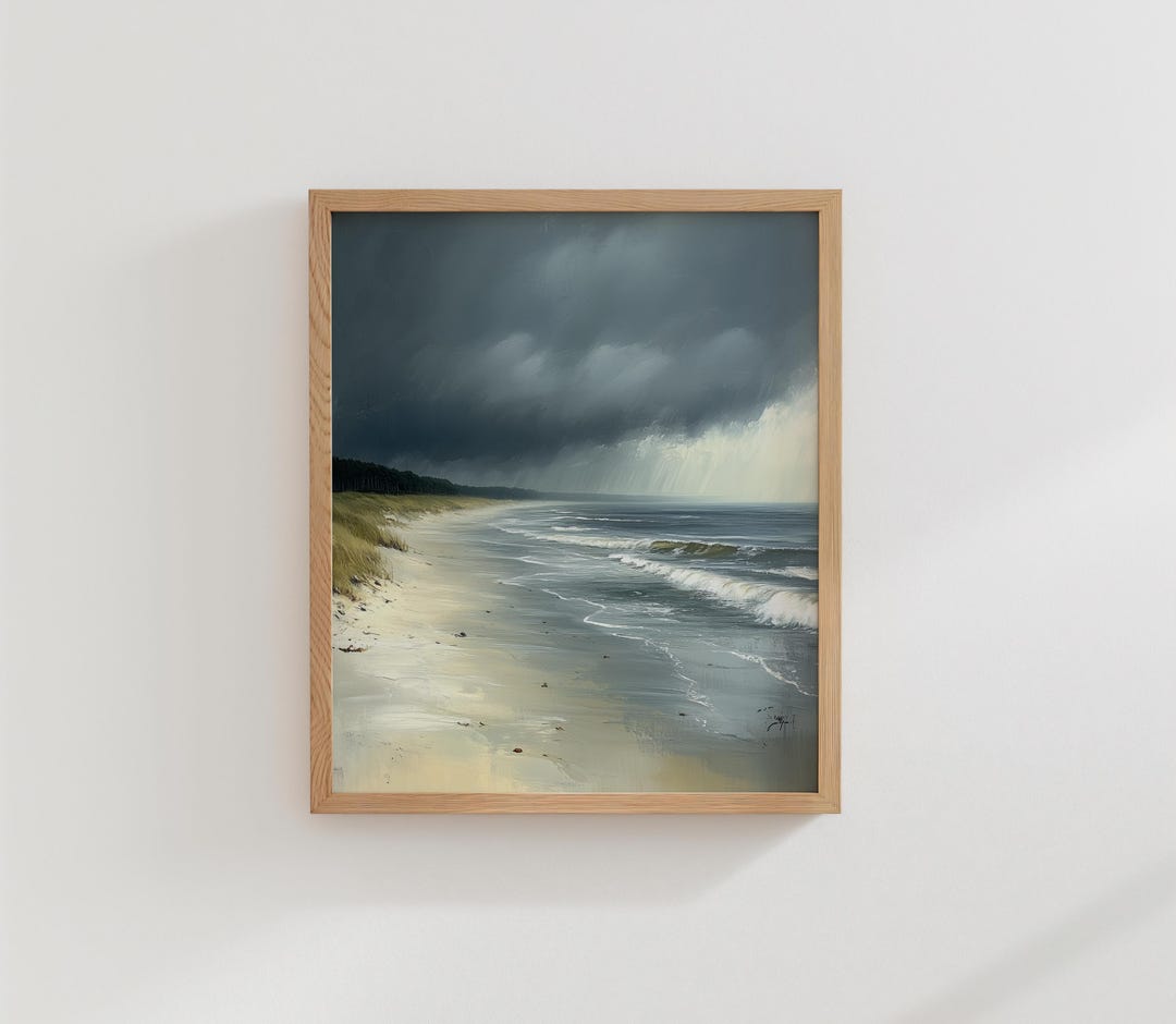 Moody Storm Clouds Over a Remote Coastline - Dramatic Ocean Scene ...