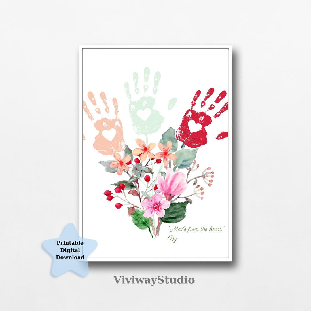 Floral Handprint Art: DIY Bouquet Keepsake (digital Download) - Etsy
