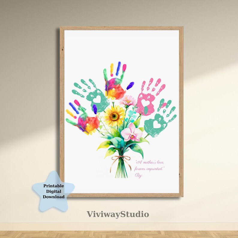 Handprint Flower Keepsake – Personalized Mother's Day Gift (digital ...