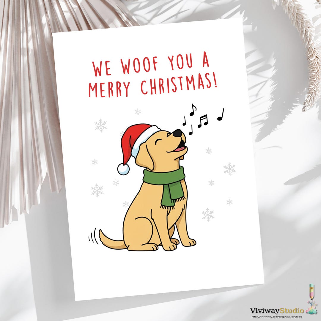 Funny Labrador Retriever Christmas Card | "we Woof You" Pun - Etsy