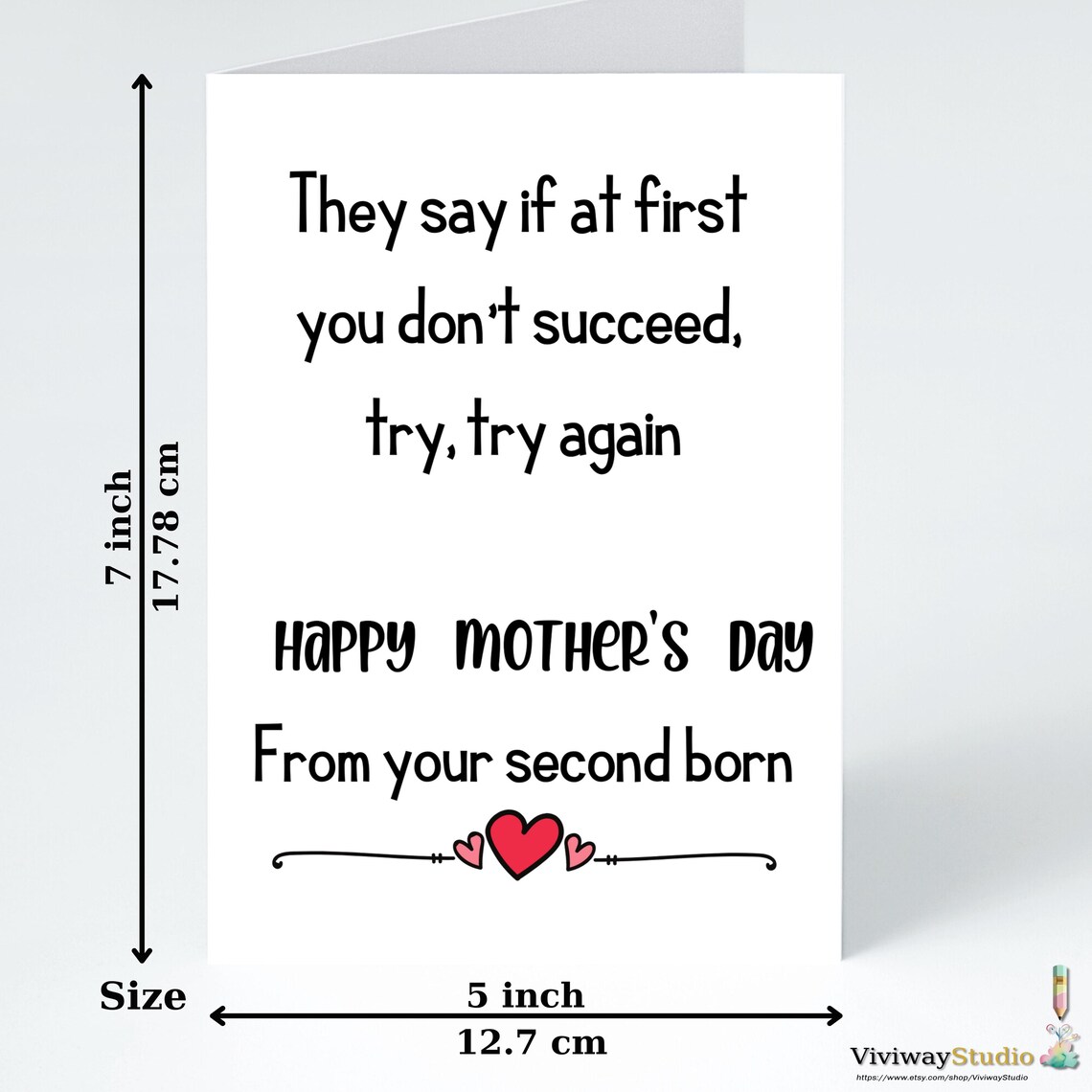 Funny Mother's Day Card: From Second Born - Try Again Quote - Etsy