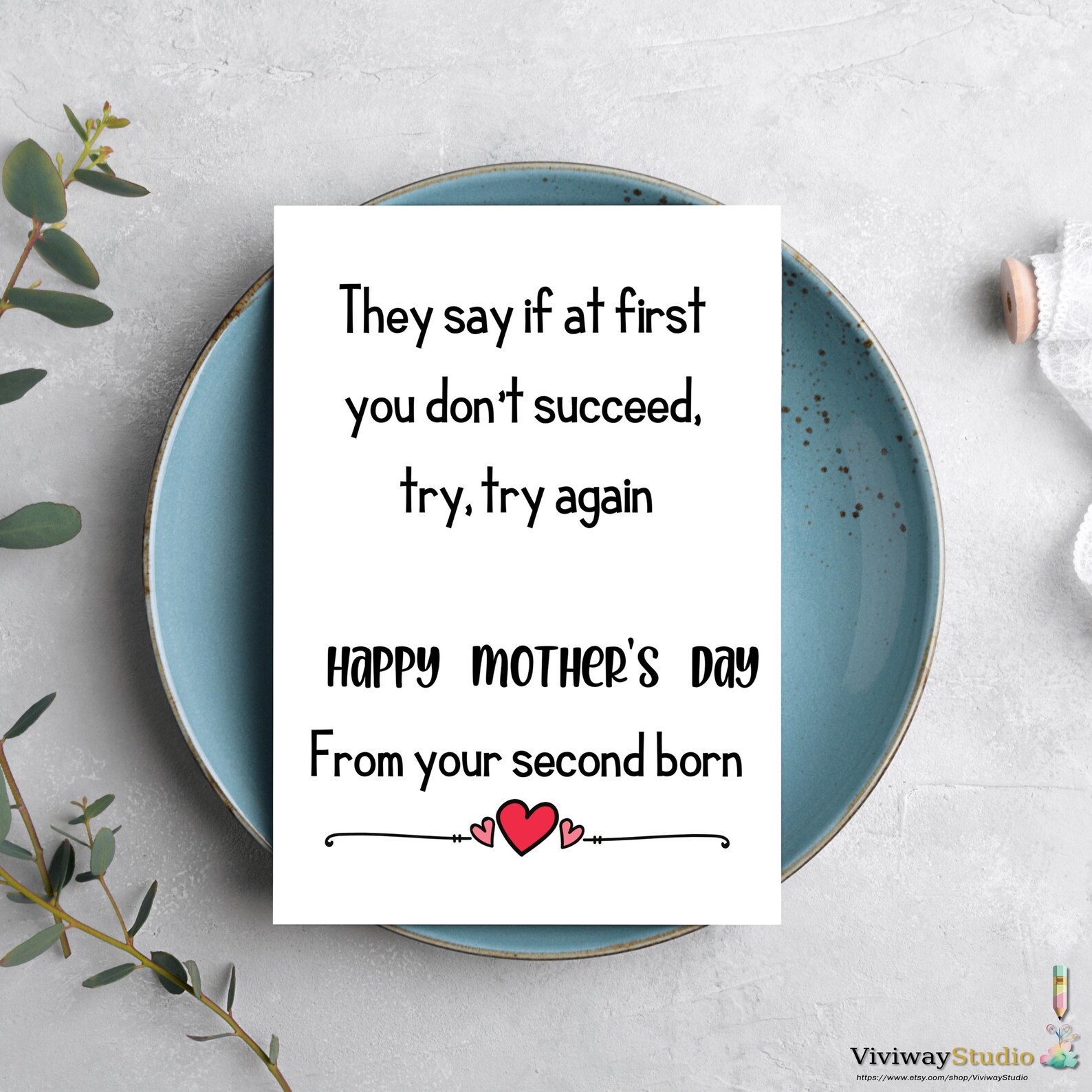 Funny Mother's Day Card: From Second Born - Try Again Quote - Etsy