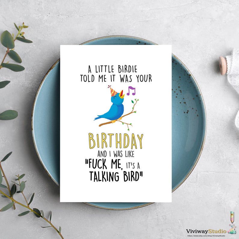 Funny Talking Bird Birthday Card, Sarcastic Gift (5x7 Folded Card) - Etsy