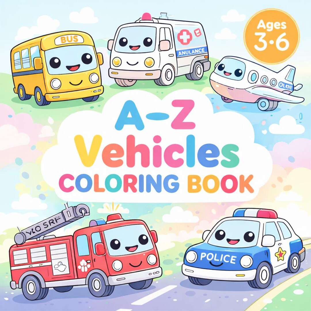 A–Z Vehicles Coloring Book for Kids | More Than 30 Educational ...