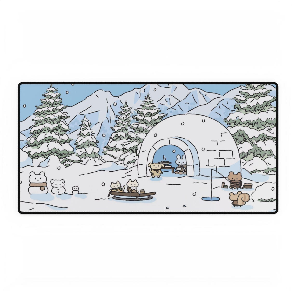 Cute Animal Igloo Desk Mat - Snowy Igloo Mouse Pad, Animal Lover Gift ...