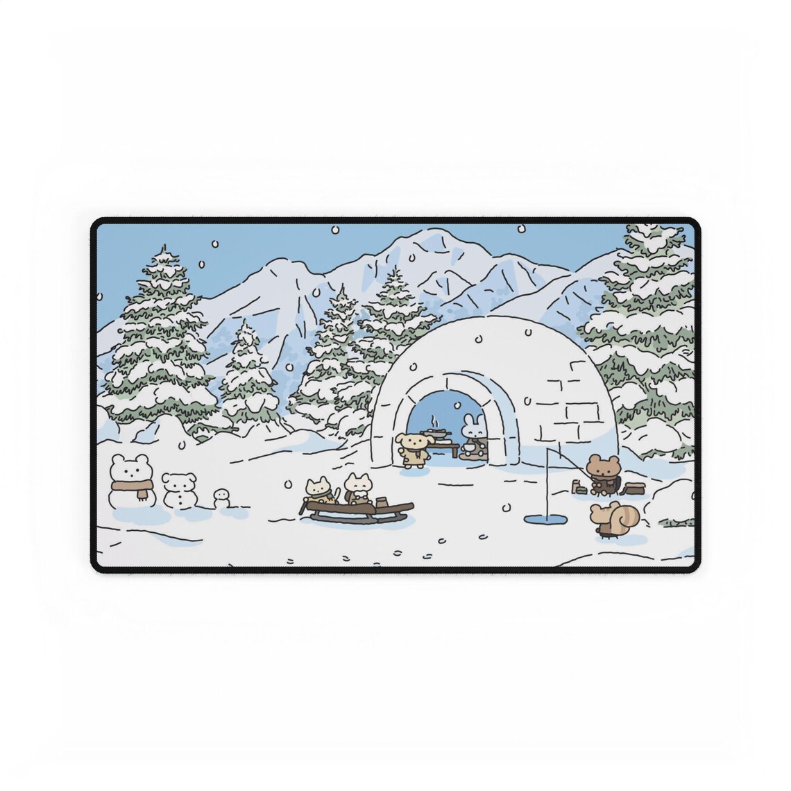 Cute Animal Igloo Desk Mat - Snowy Igloo Mouse Pad, Animal Lover Gift ...
