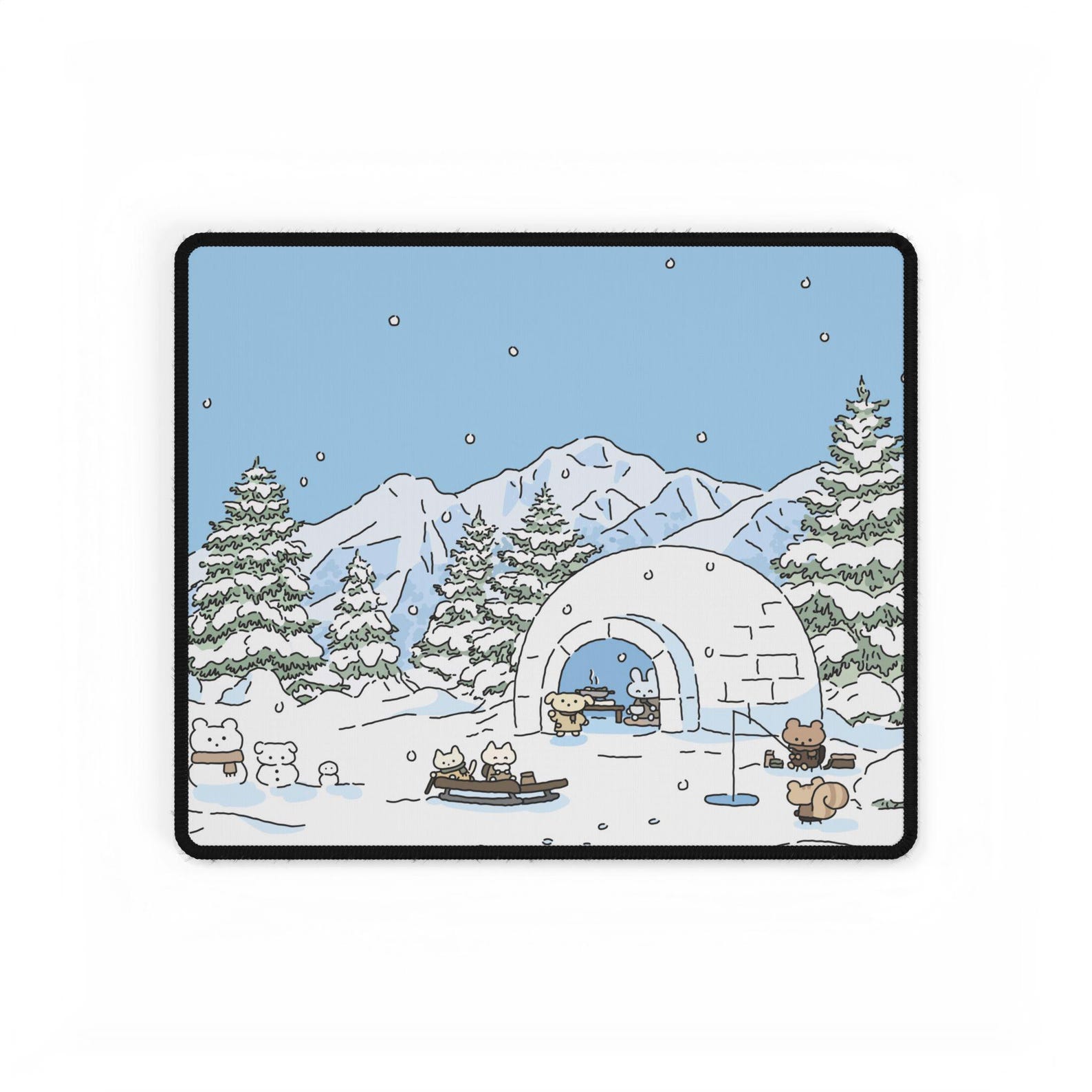 Cute Animal Igloo Desk Mat - Snowy Igloo Mouse Pad, Animal Lover Gift ...