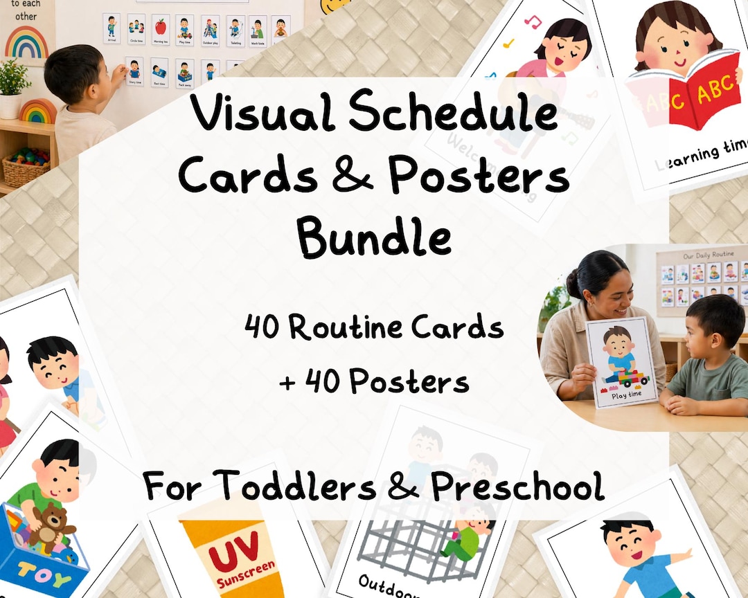 Visual Schedule Cards and Posters Bundle for Toddlers, Preschool Autism ...