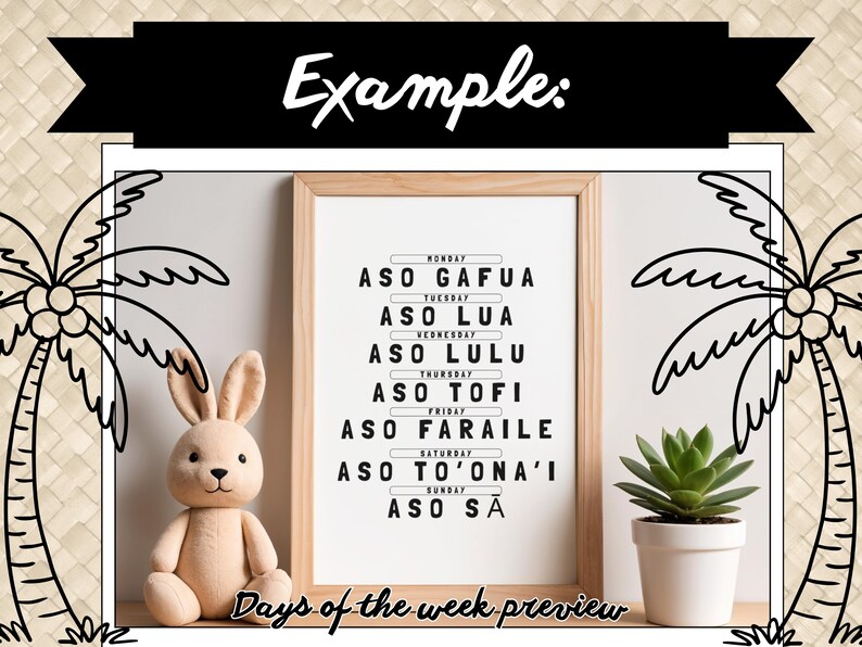 Samoan Language Posters A4 and A3 Size Blacka and White Theme Instant ...