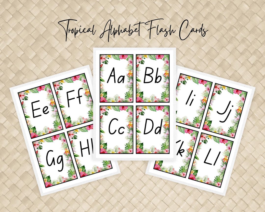 Tropical Alphabet Flashcards: Pasifika A-Z Printable (digital Download ...