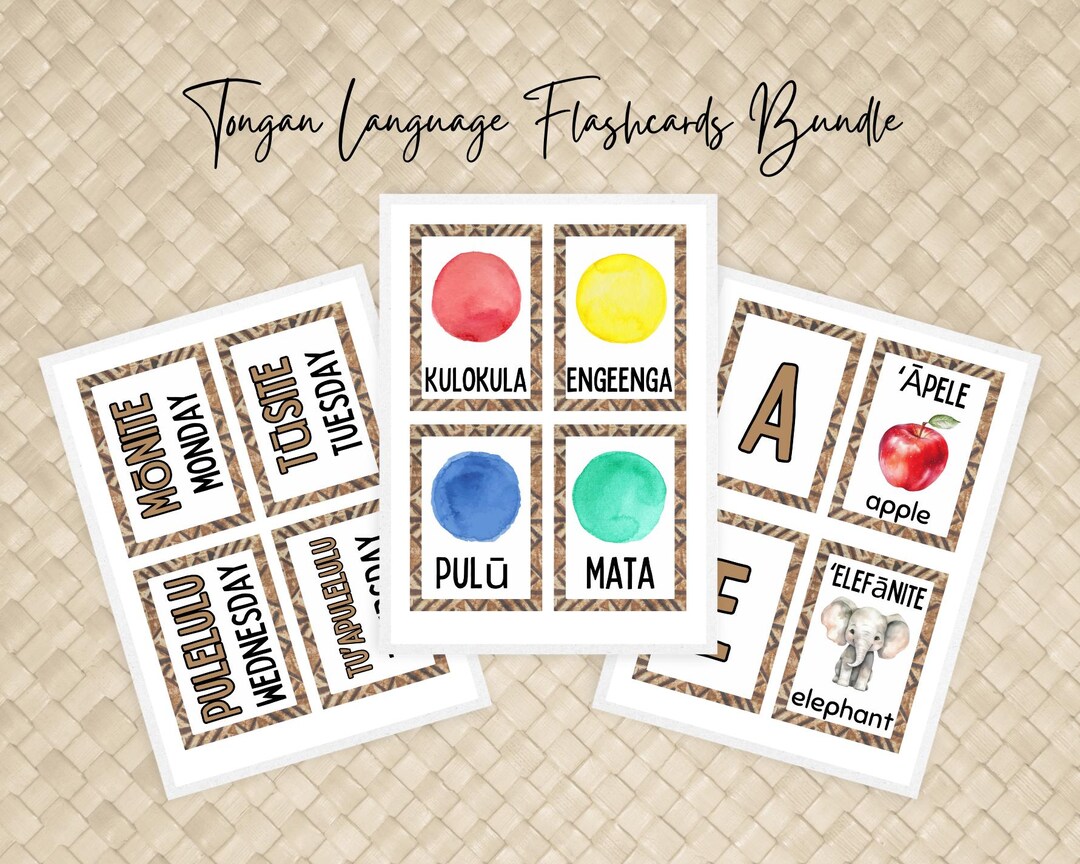 Printable Tongan Flash Cards: Language Learning Bundle (digital ...