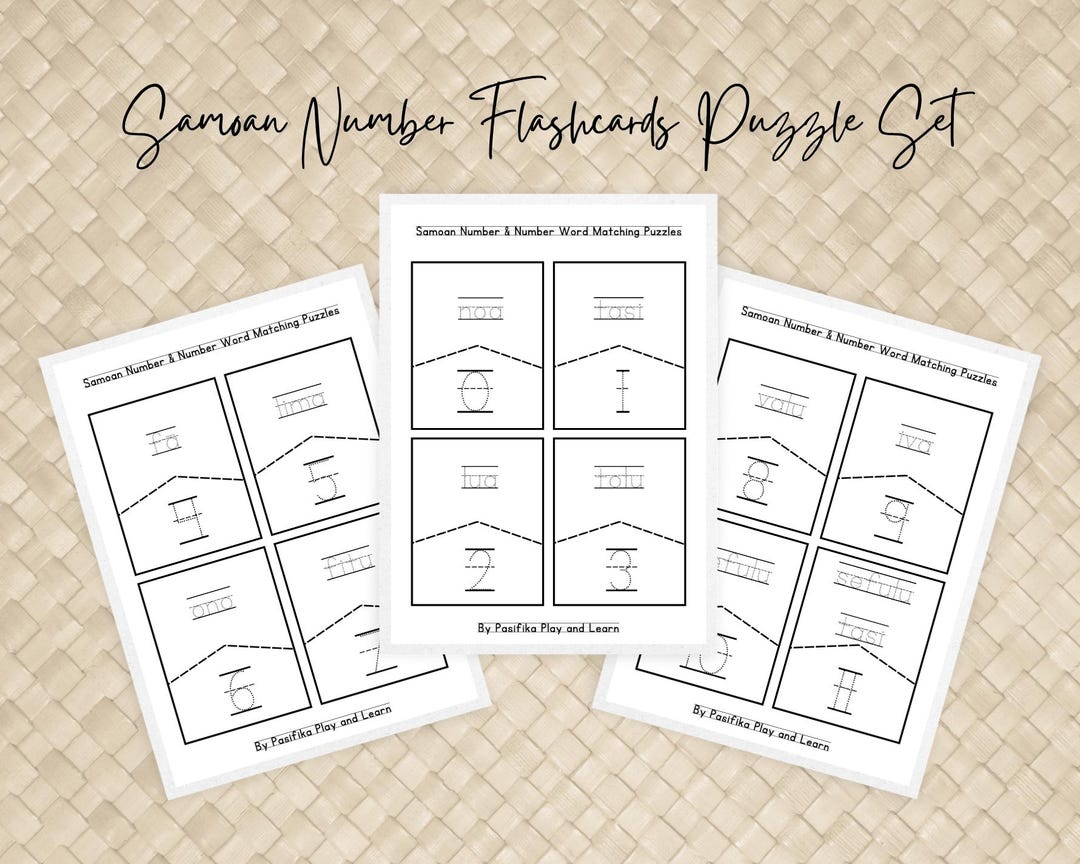 Printable Samoan Number Flashcards Puzzle Set, Write the Samoan Number ...