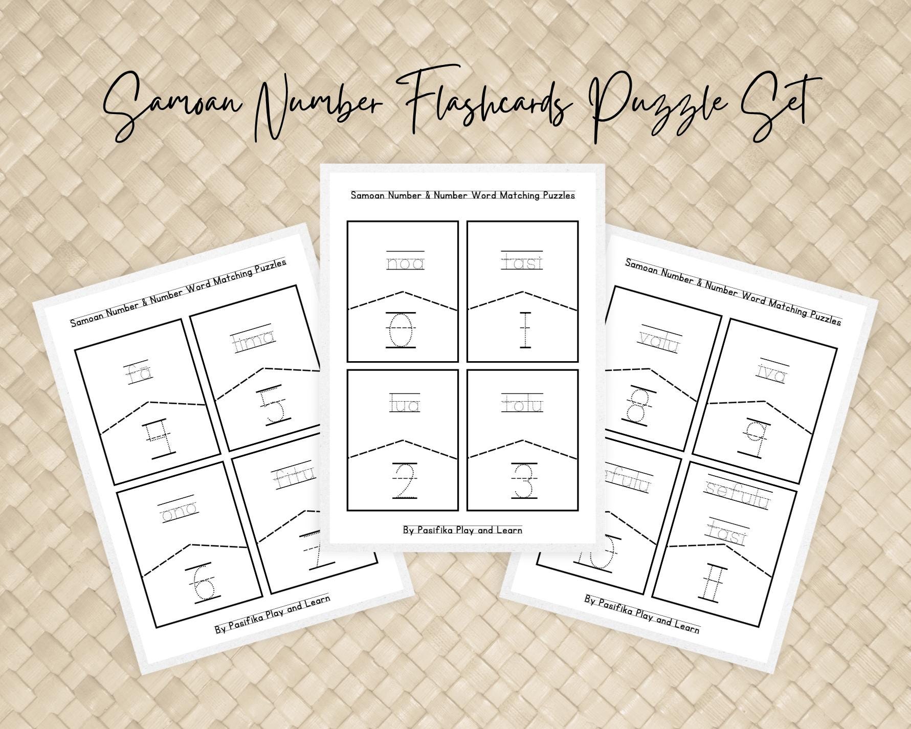 Printable Samoan Number Flashcards Puzzle Set, Write the Samoan Number ...