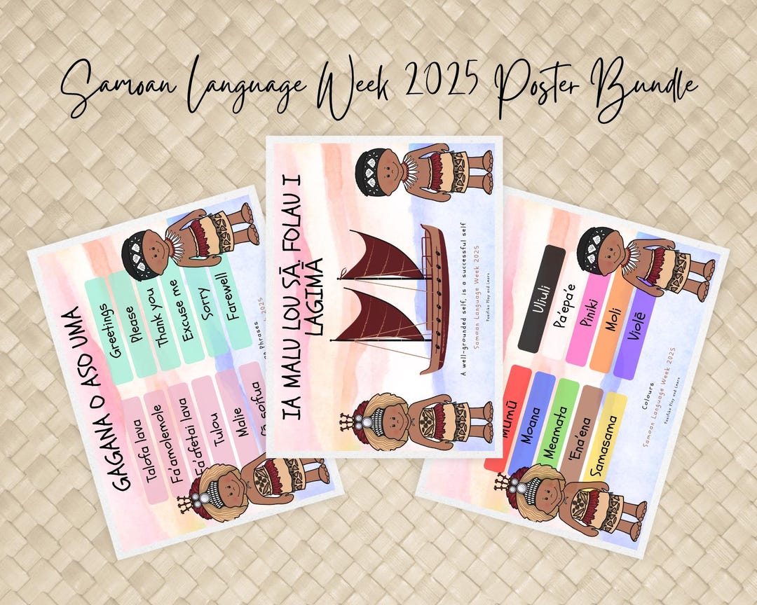 Samoan Language Week 2025 Poster Bundle: Common Phrases, Alphabet ...