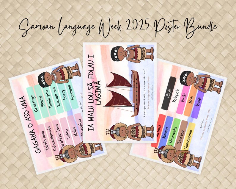 Samoan Language Week 2025 Poster Bundle: Common Phrases, Alphabet ...