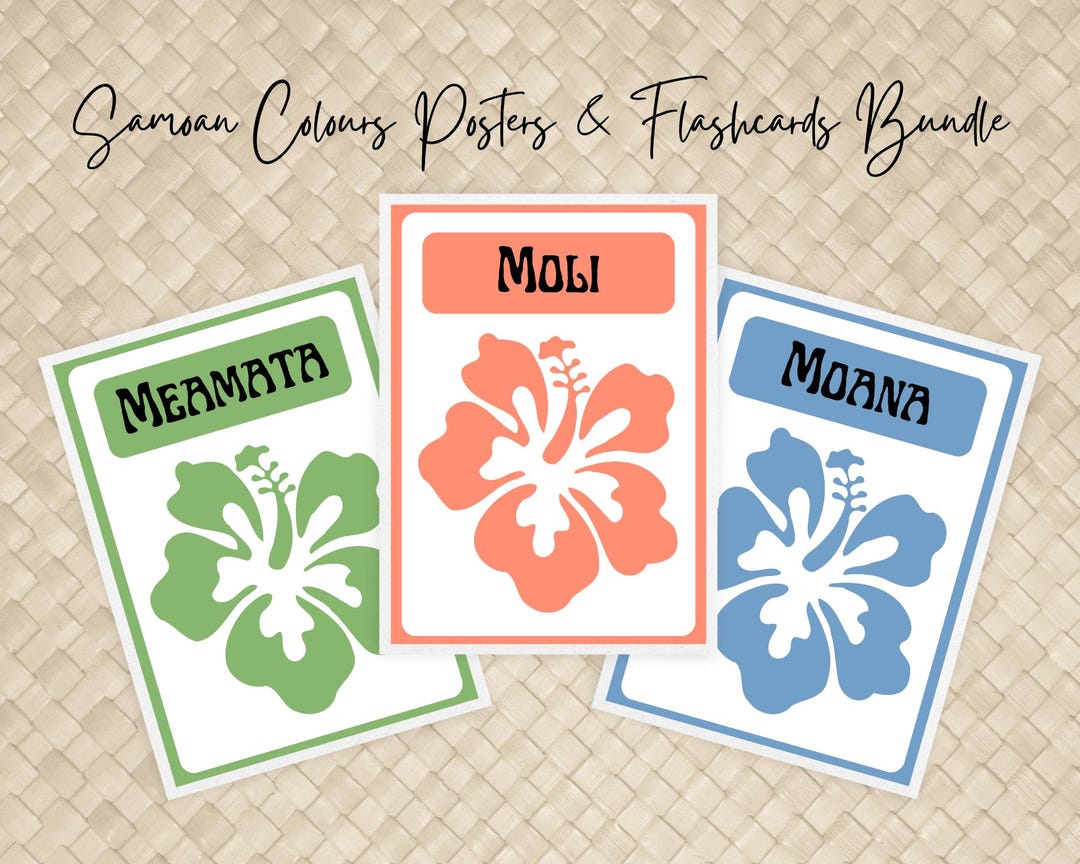 Samoan Colours Posters & Flashcards | Hibiscus Theme | A4 Printable ...