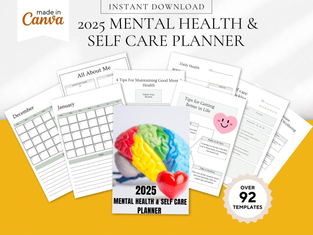 2025 Mental Health & Self-care Planner | Printable Wellness Journal ...