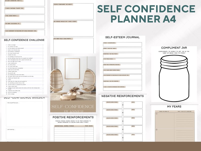 Self Confidence Planner Printable | Self-esteem Workbook | Personal ...