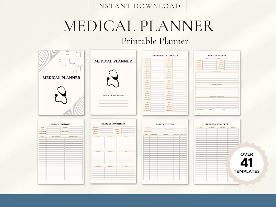 Medical Planner Printable | Health Organizer Template | Symptom Tracker ...