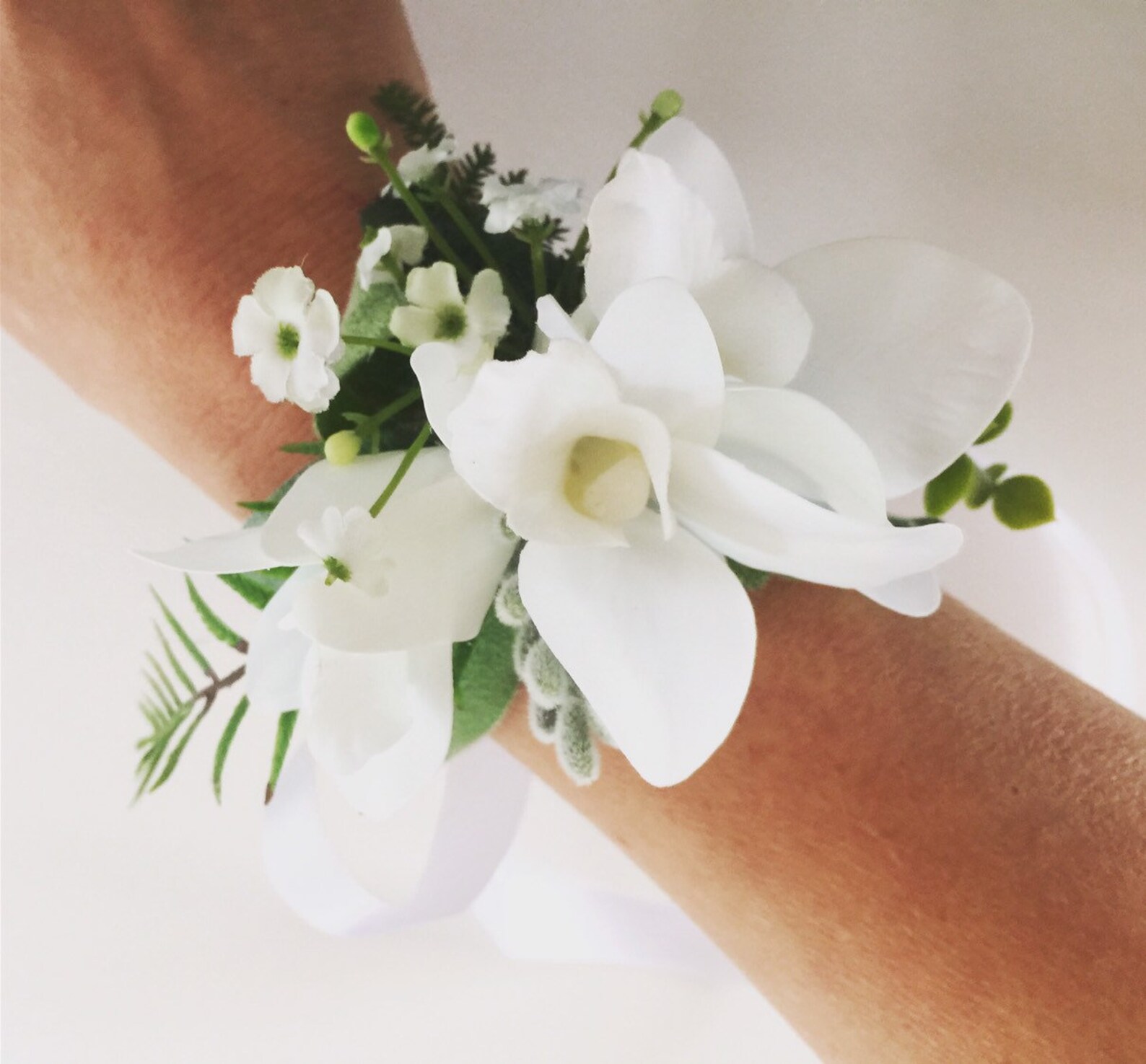 Classic White Wrist Corsage/wrist Corsage/white Wrist - Etsy