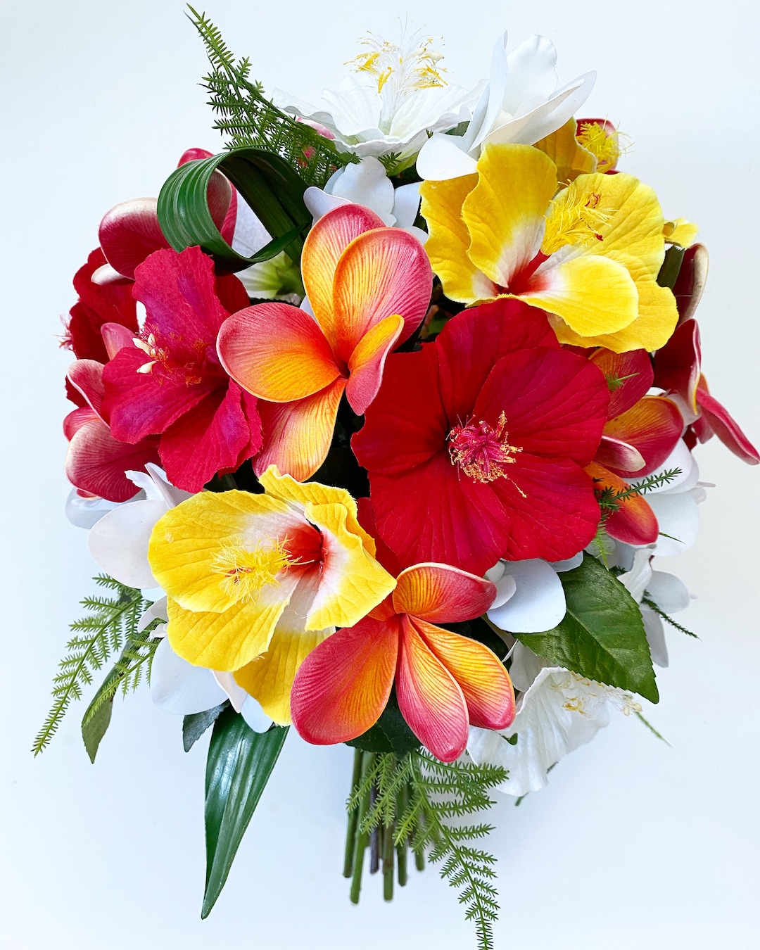 Hawaiian Bouquet/hibiscus Plumeria Bouquet/hawaiian Brides Bouquet/red ...