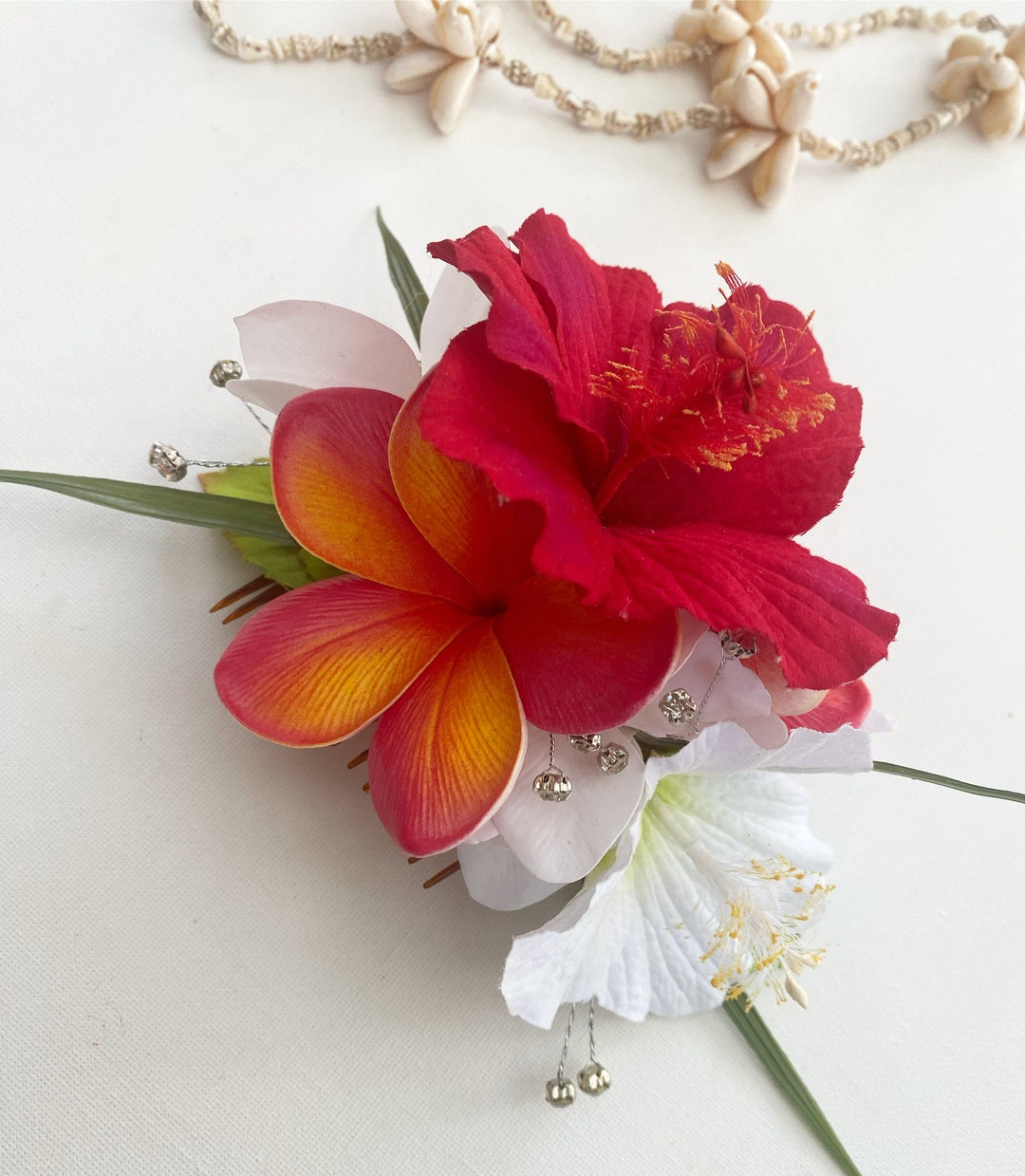 Hawaiian Hair Clip/hair Flower/hawaiian Bride Hair/hawaiian Party Hair ...