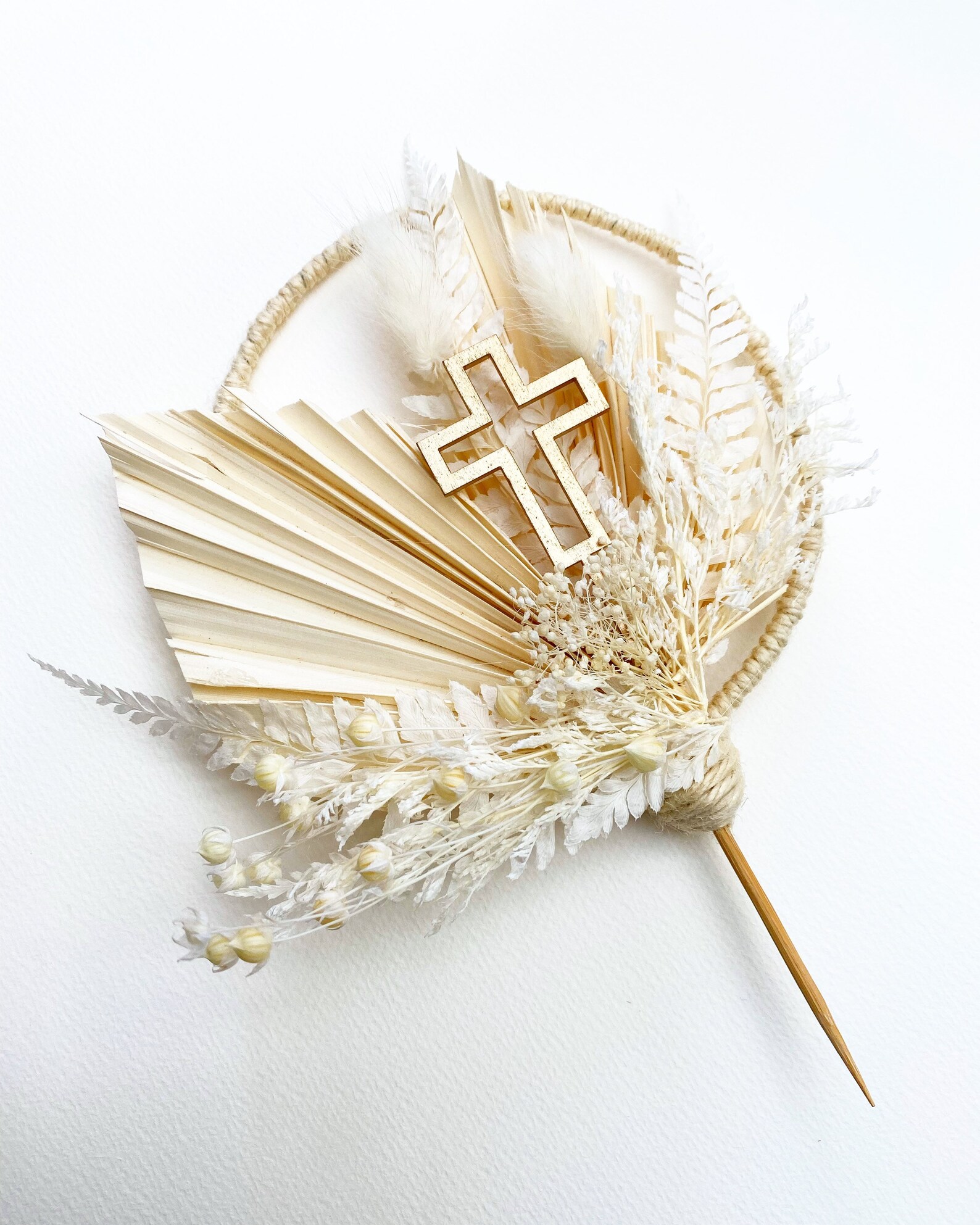 Christening Cake Topper, Boho Floral Baptism Cross Decoration - Etsy